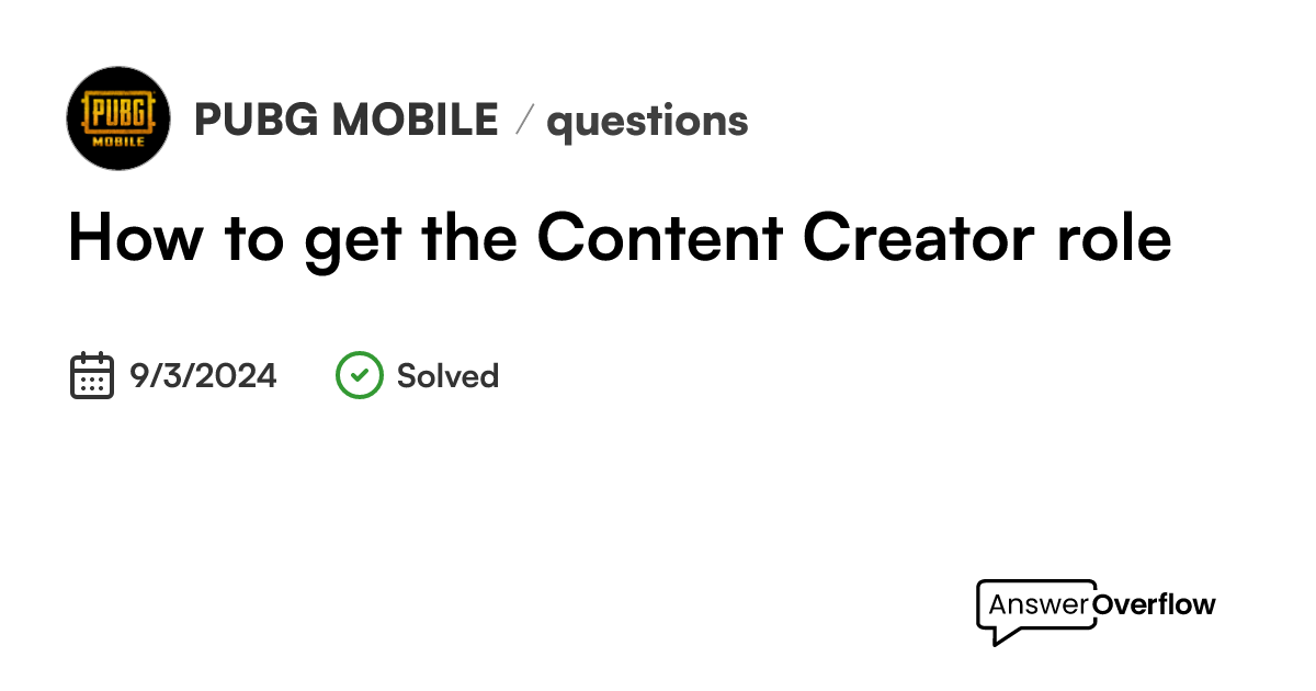 How to get the Content Creator role? - PUBG MOBILE
