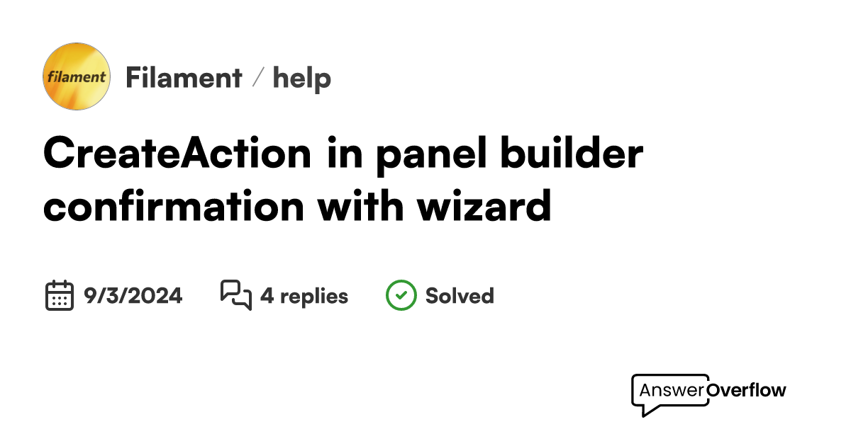 CreateAction in panel builder confirmation (with wizard) - Filament