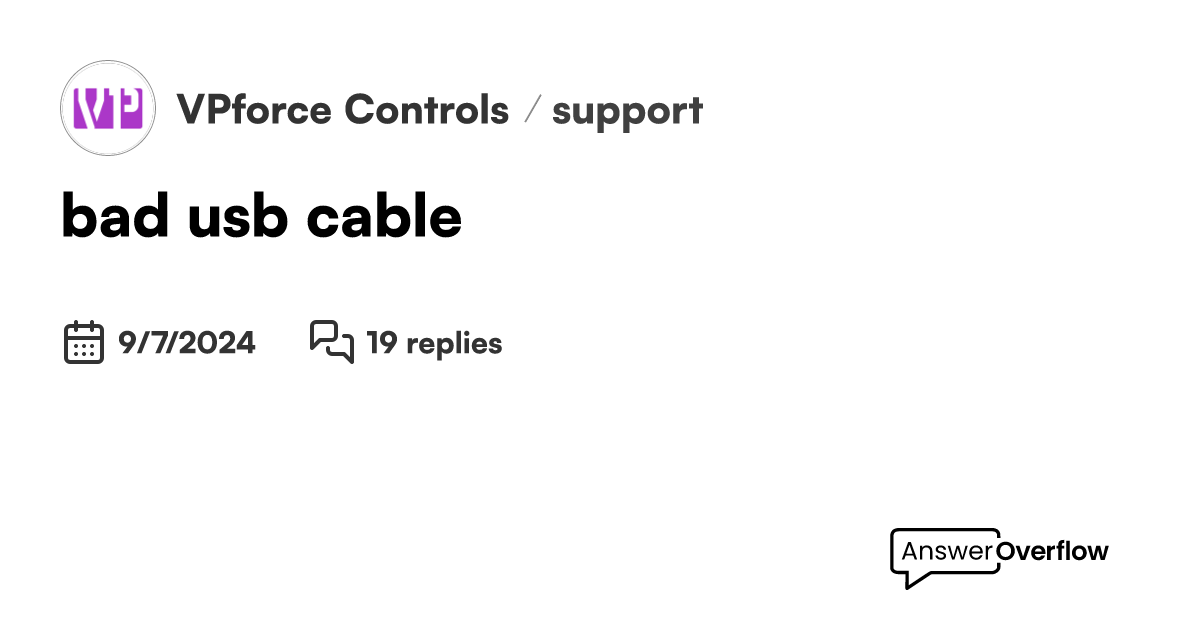 bad usb cable? - VPforce Controls
