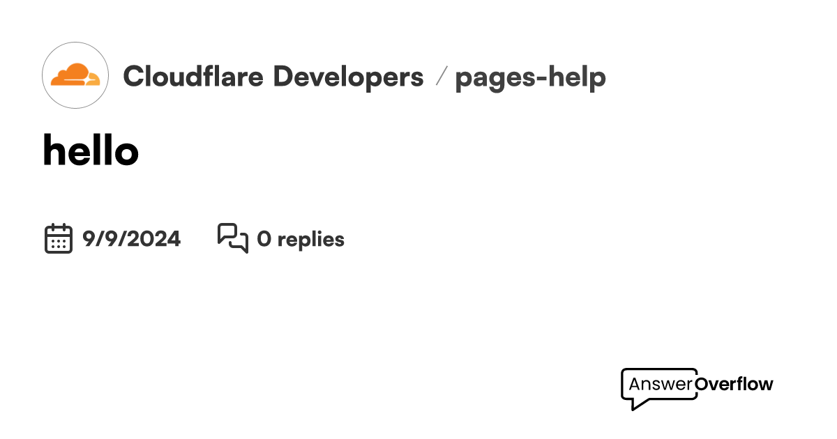 hello - Cloudflare Developers