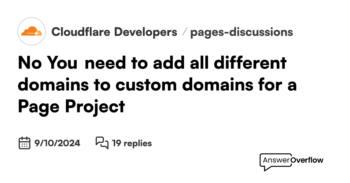 No. You need to add all different domains to custom domains for a Page Project - Cloudflare ...