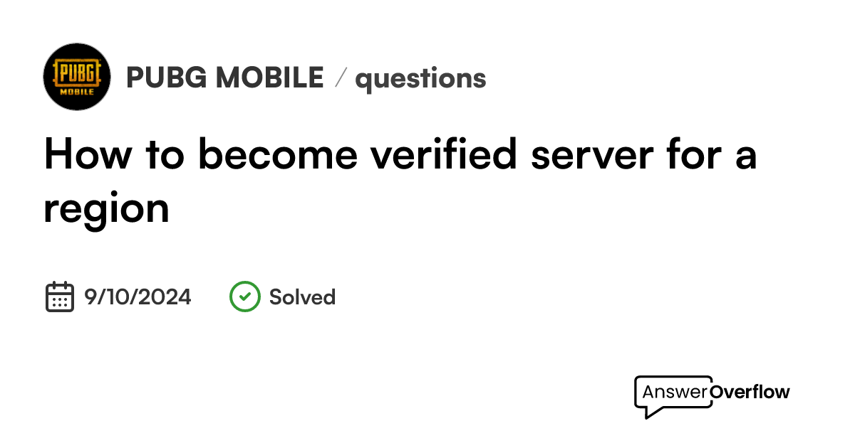 How to become verified server for a region? - PUBG MOBILE
