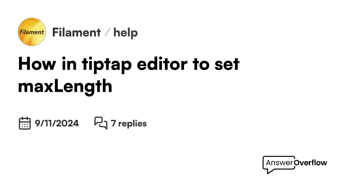 How in tiptap editor to set maxLength - Filament