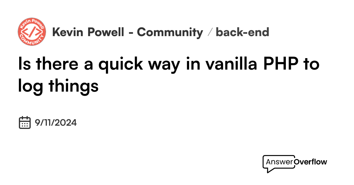 Is there a quick way in vanilla PHP to log things? - Kevin Powell ...