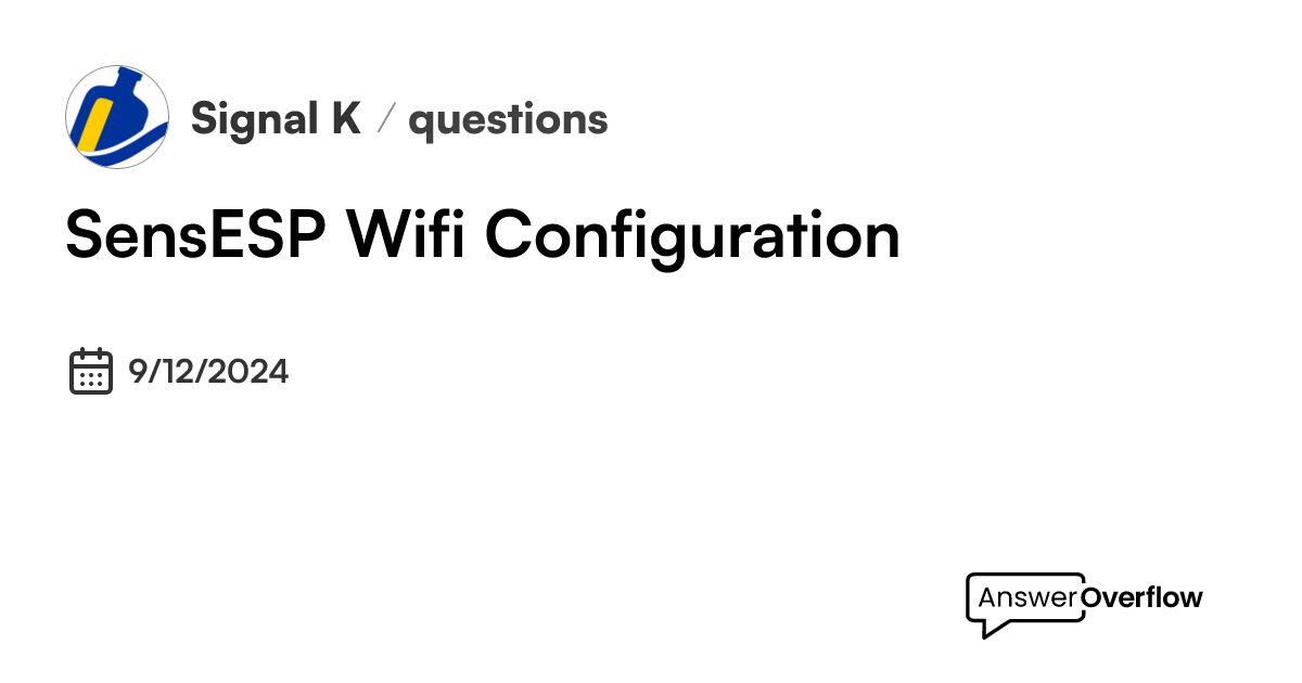 SensESP Wifi Configuration - Signal K