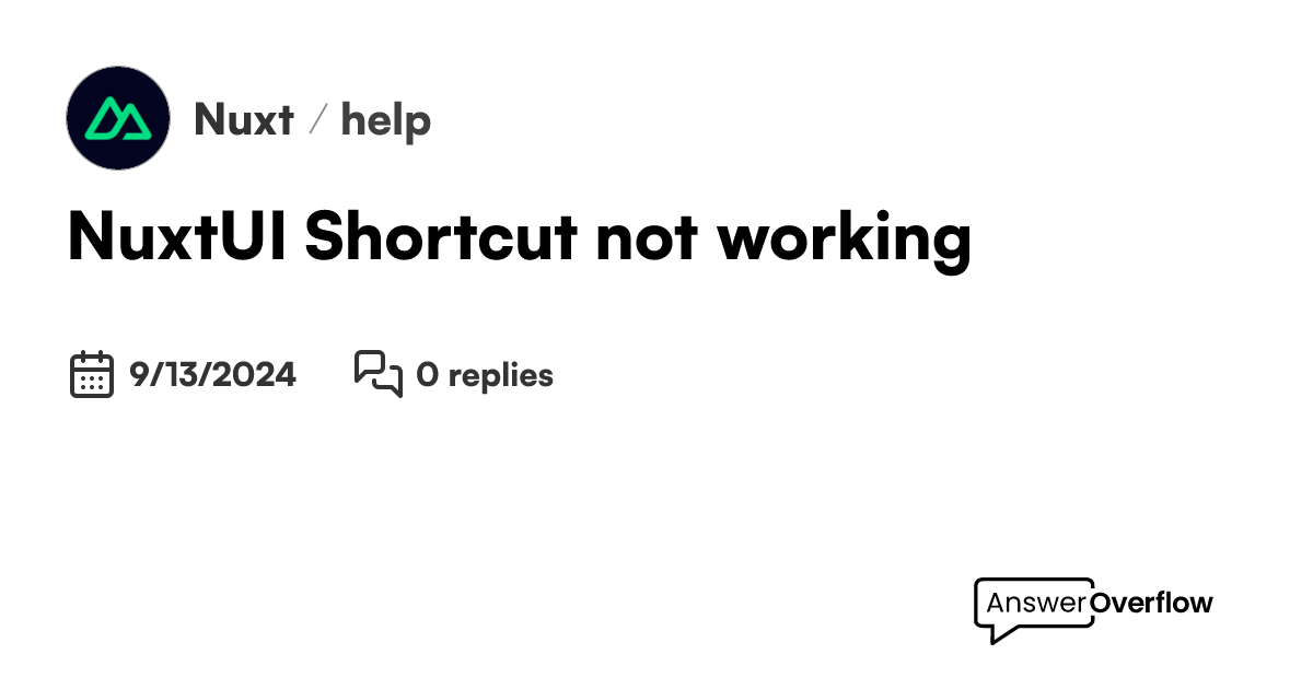 NuxtUI Shortcut not working - Nuxt