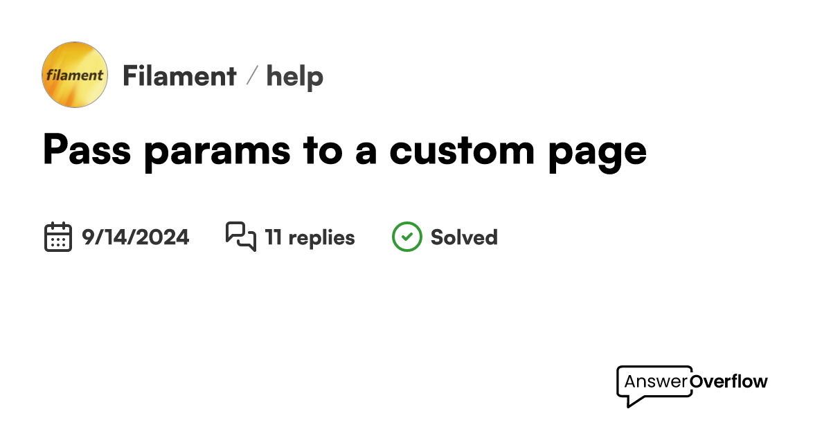 Pass params to a custom page - Filament