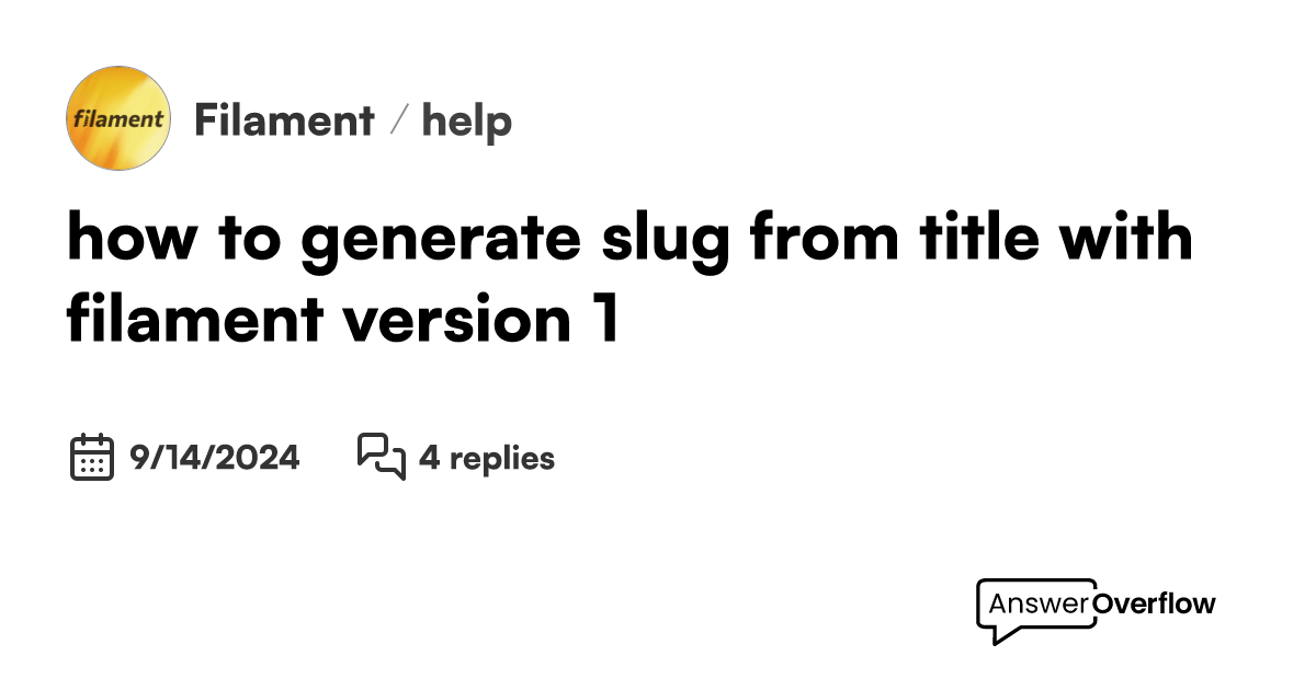 how to generate slug from title with filament version 1 ?? - Filament