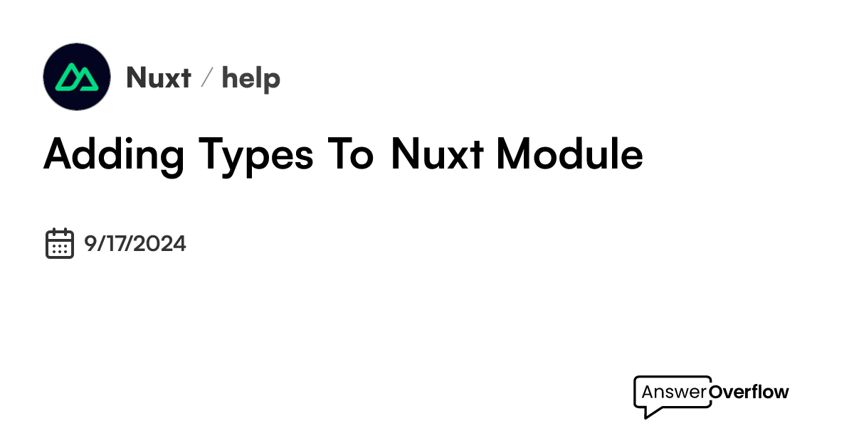 Adding Types To Nuxt Module - Nuxt
