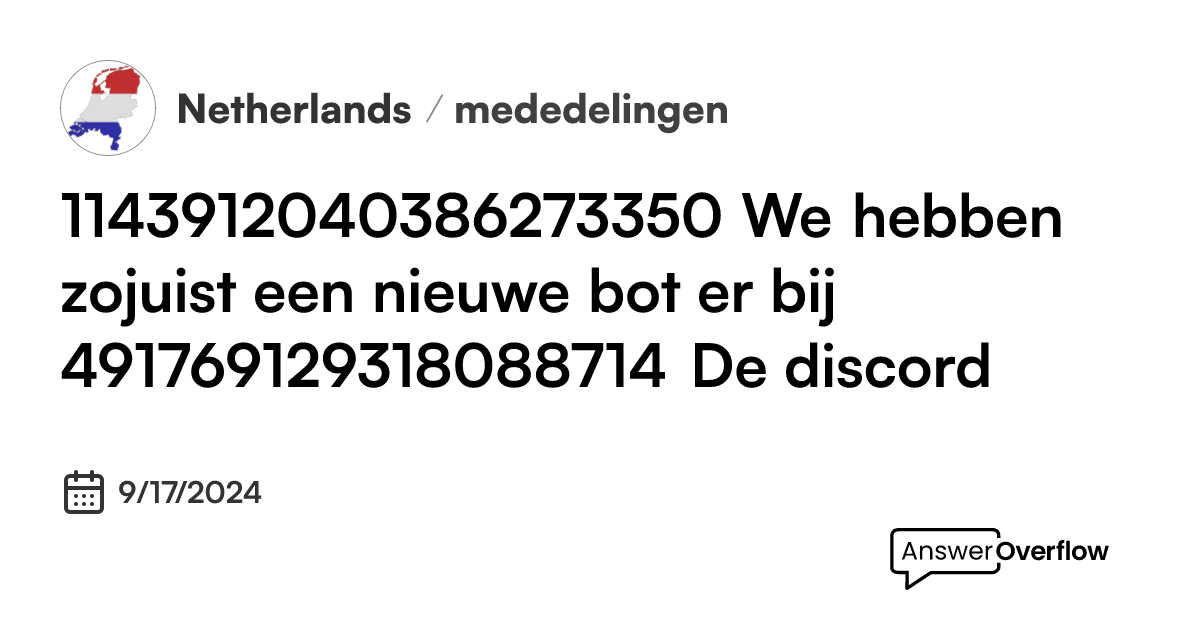 @Mededelingen, We hebben zojuist een nieuwe bot er bij @Statbot! De ...