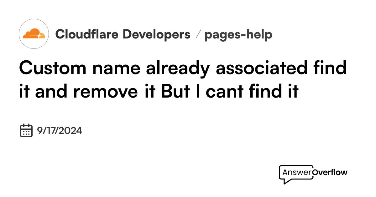 Custom name already associated ... find it and remove it. But I can't ...