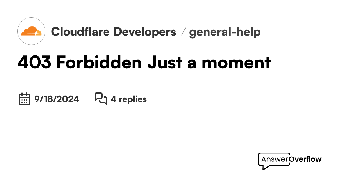403 Forbidden Just a moment - Cloudflare Developers