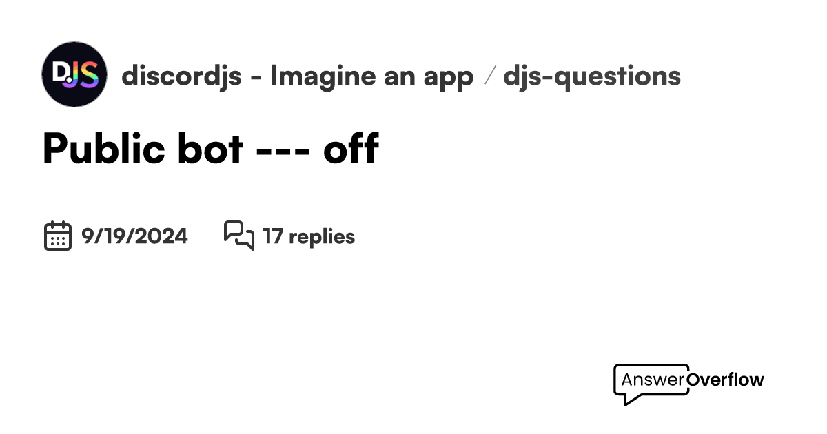 Public bot ---> off - discord.js - Imagine an app