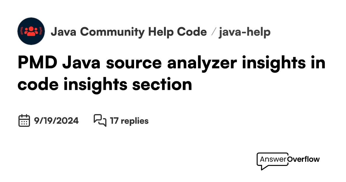 Pmd Java Source Analyzer Insights In Code Insights Section Java