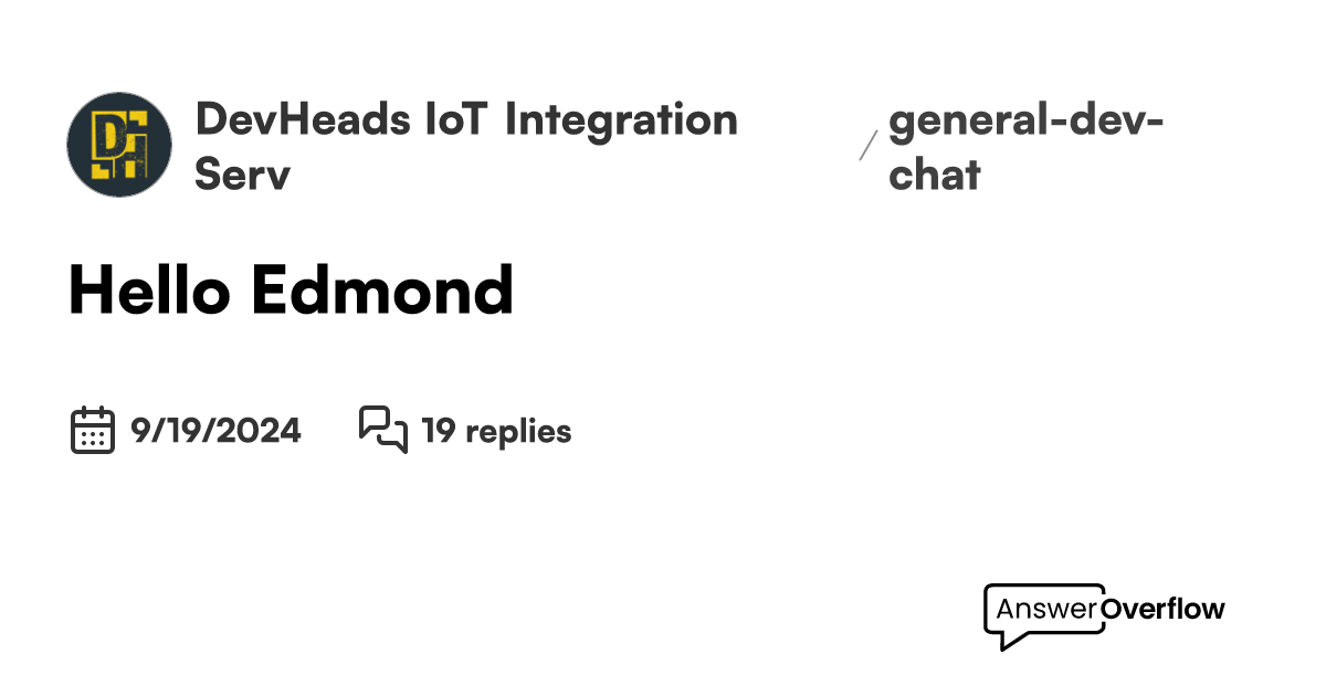 Hello Edmond ^^ - DevHeads IoT Integration Server