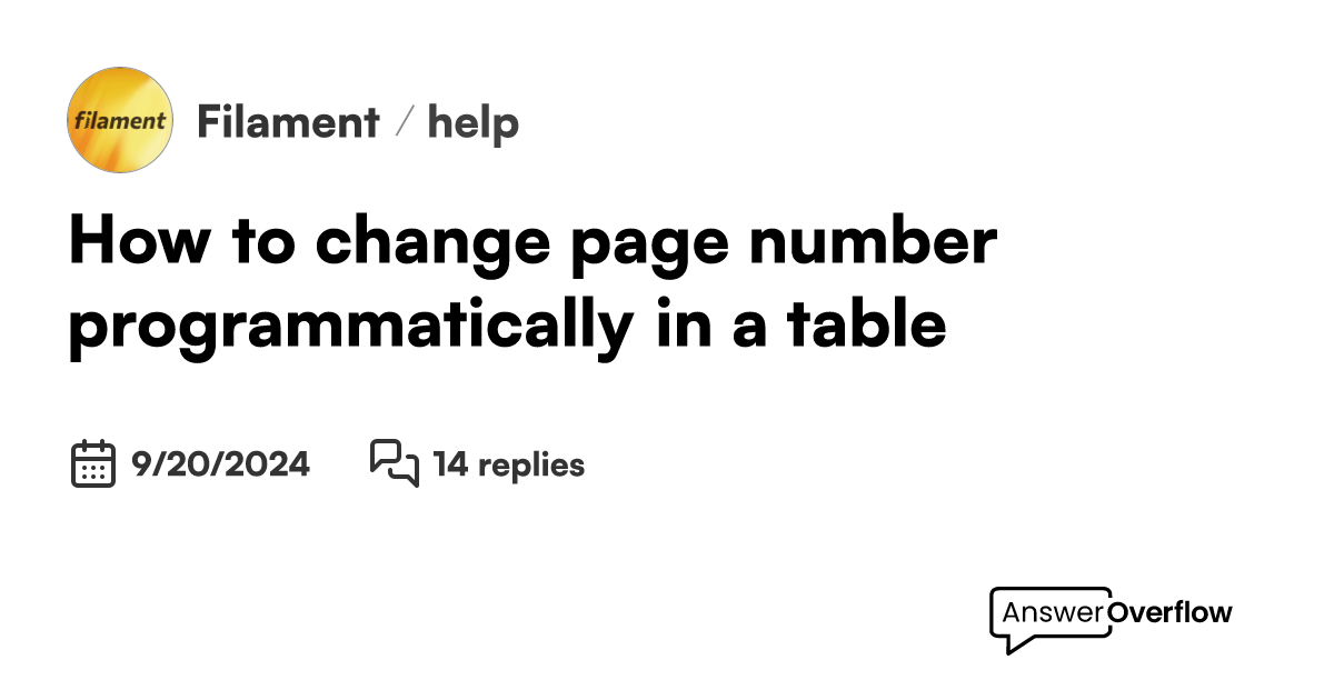 How to change page number programmatically in a table - Filament