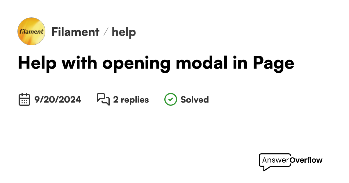 Help with opening modal in Page - Filament