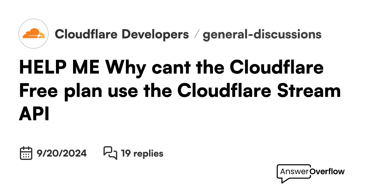 HELP ME Why can't the Cloudflare Free plan use the Cloudflare Stream API? - Cloudflare Developers