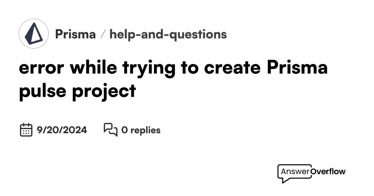 error while trying to create Prisma pulse project. - Prisma