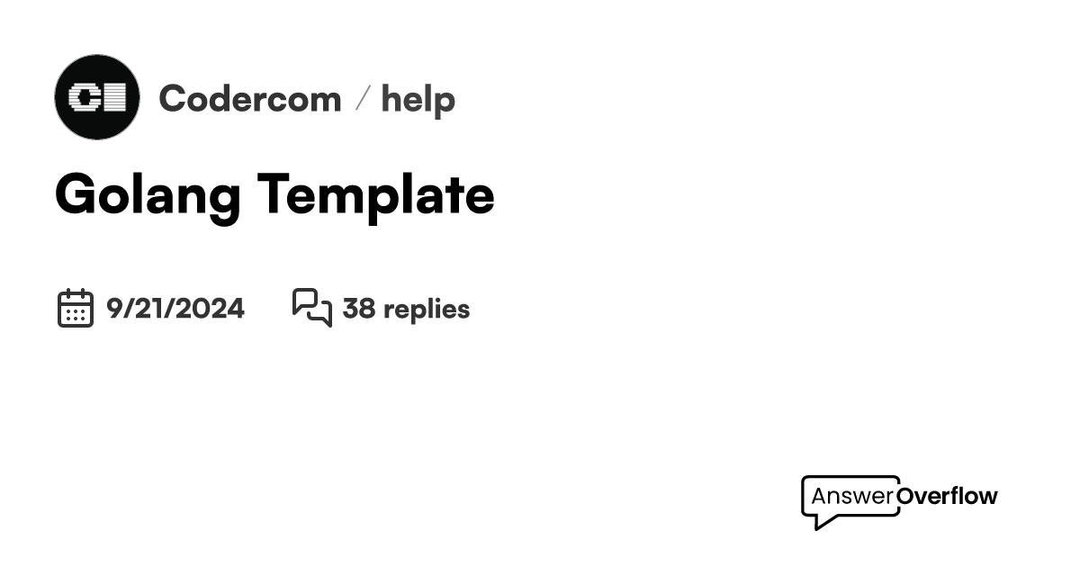 Golang Template - Coder.com