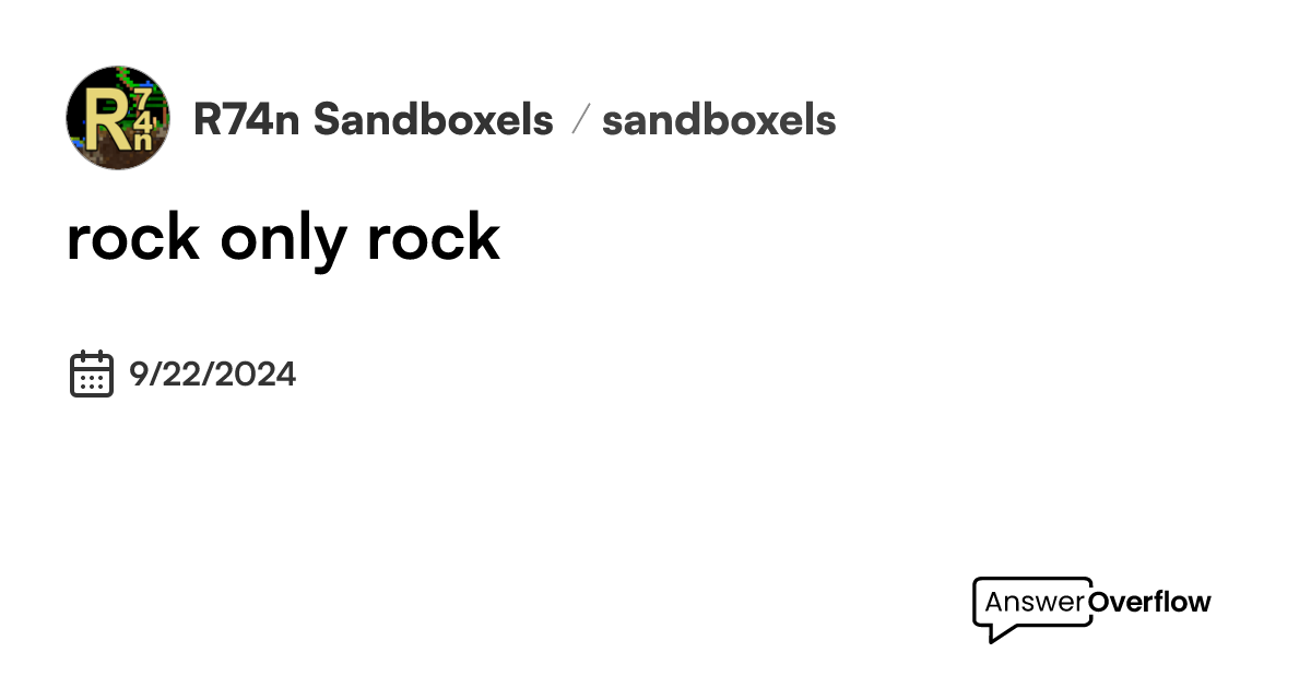 rock, only rock - 🚨 R74n / Sandboxels