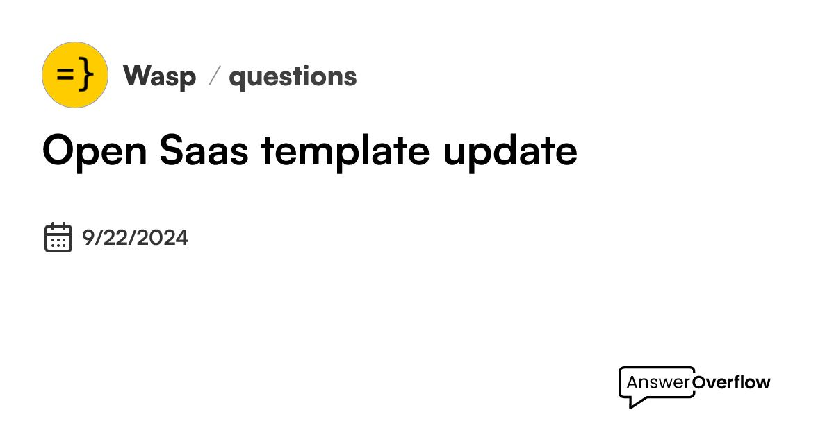 Open Saas template update - Wasp
