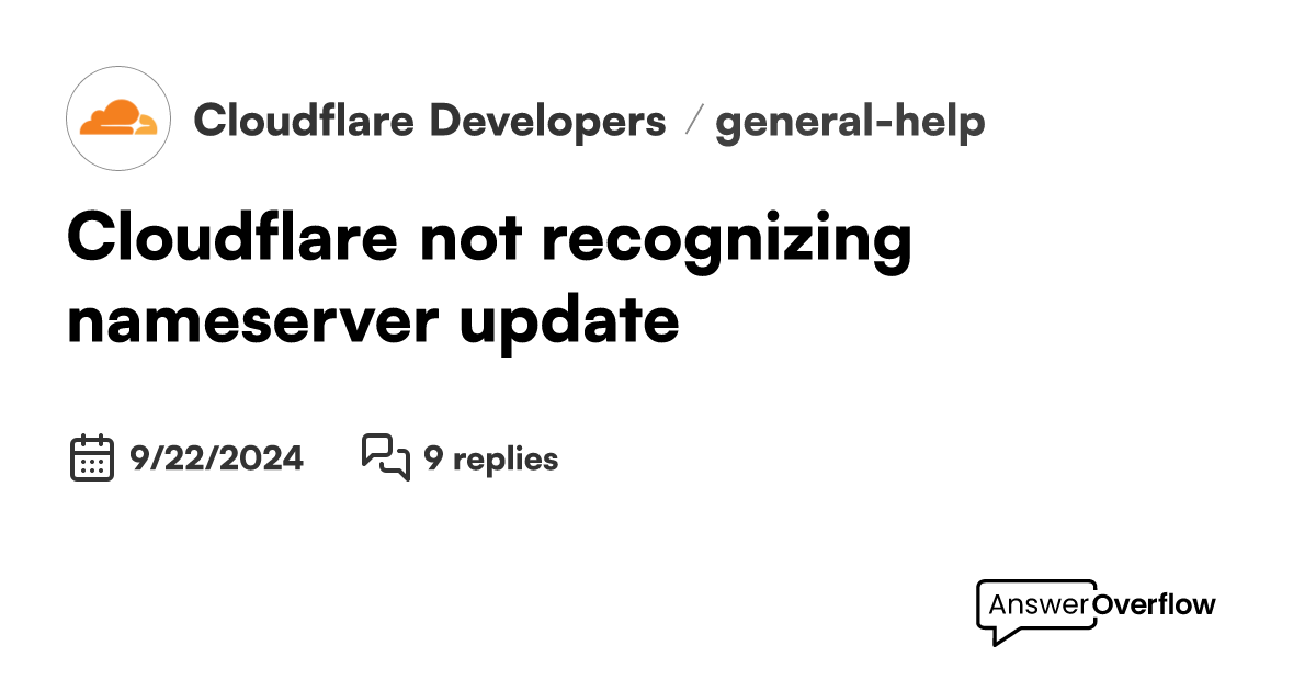 Cloudflare not recognizing nameserver update - Cloudflare Developers
