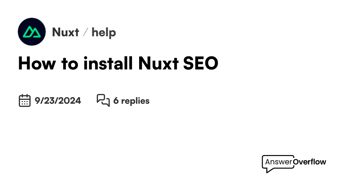 How to install Nuxt SEO? - Nuxt