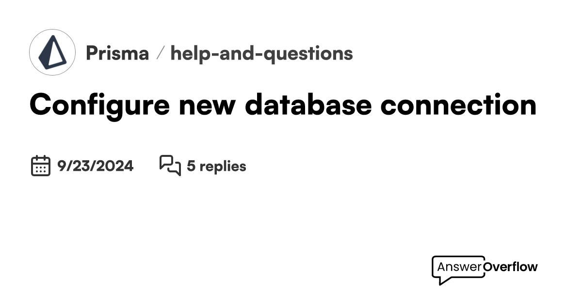 Configure new database connection - Prisma
