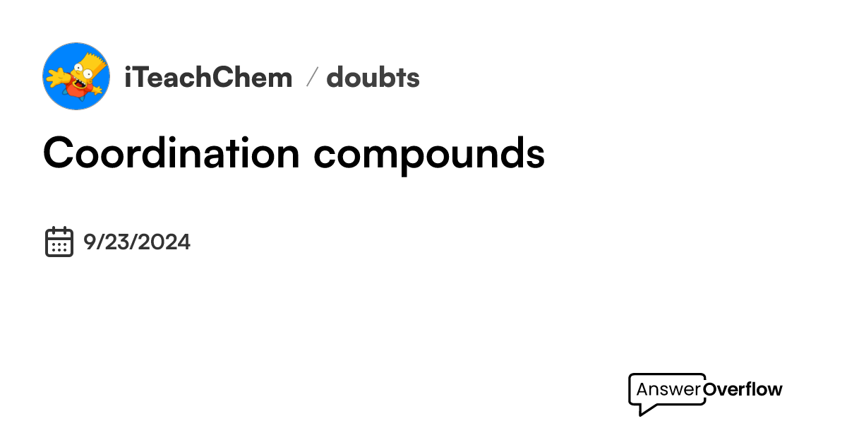 Coordination compounds - iTeachChem