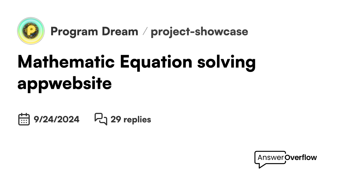 Mathematic Equation solving app/website - Program Dream