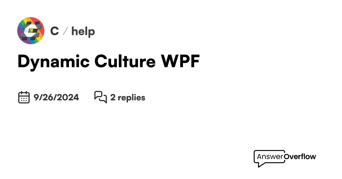 Dynamic Culture WPF - C#