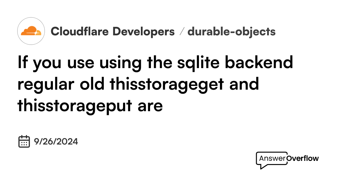 If you use using the sqlite backend, regular old `this.storage.get()` and `this.storage.put ...