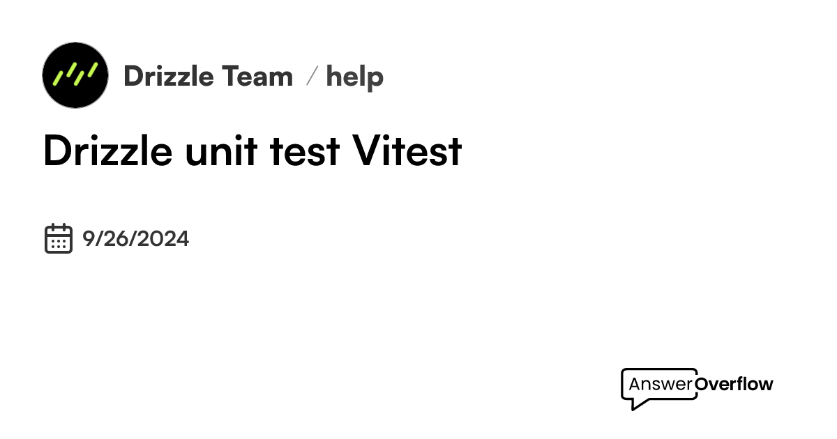 Drizzle unit test (Vitest) - Drizzle Team