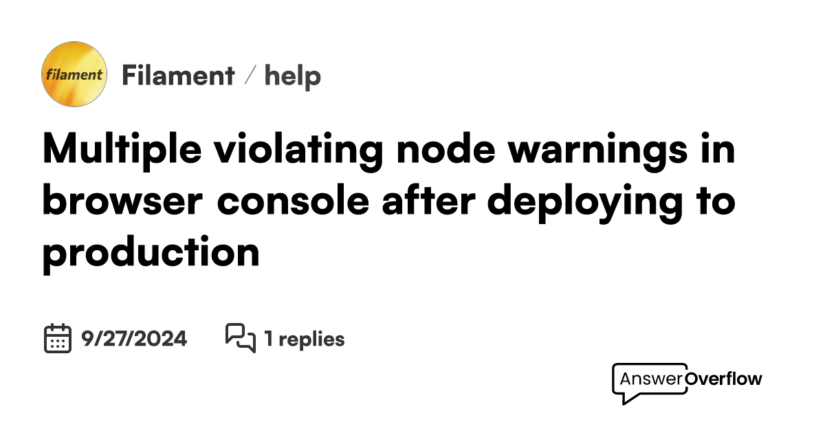 Multiple Violating Node Warnings In Browser Console After Deploying