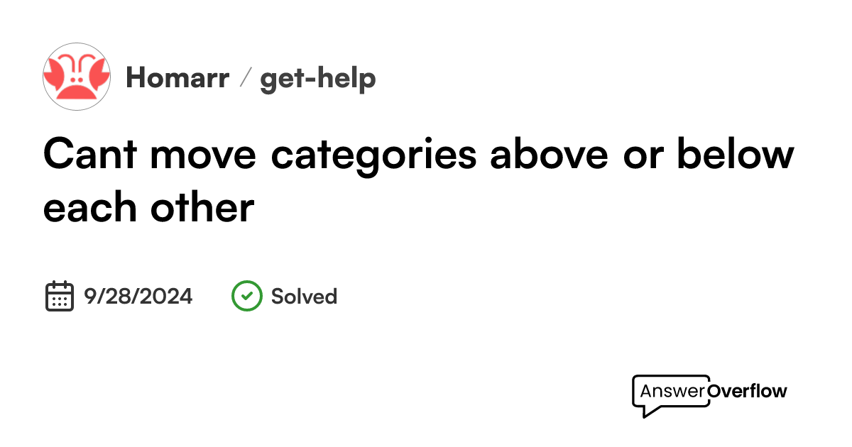 Can't move categories above or below each other? - Homarr