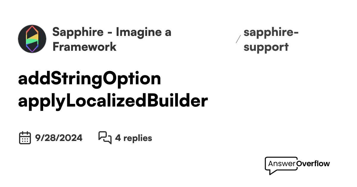 addStringOption applyLocalizedBuilder - Sapphire - Imagine a Framework