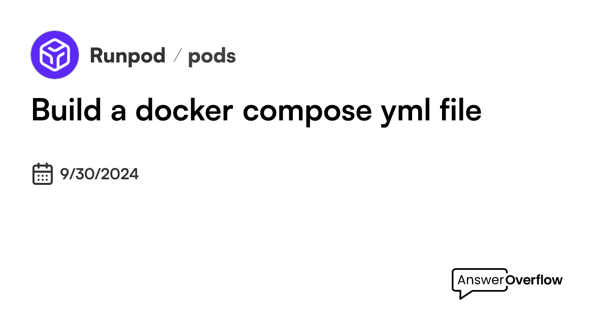 Build a docker compose yml file - Runpod