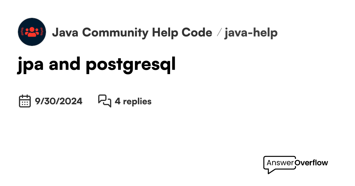 jpa and postgresql - Java Community | Help. Code. Learn.