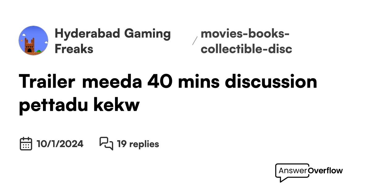 Trailer meeda 40 mins discussion pettadu :kekw: - Hyderabad Gaming Freaks!🎮🇮🇳