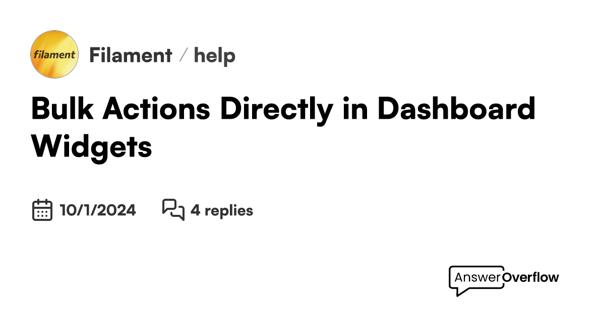 Bulk Actions Directly in Dashboard Widgets - Filament