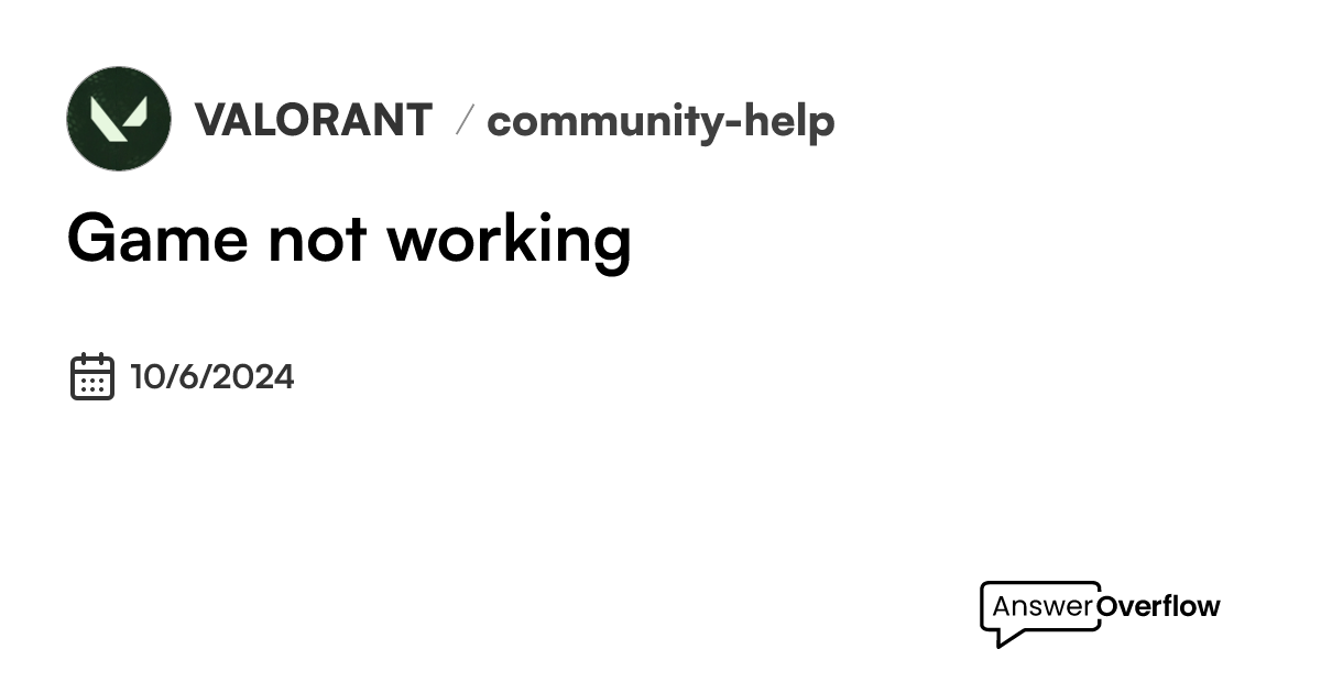 Game not working - VALORANT