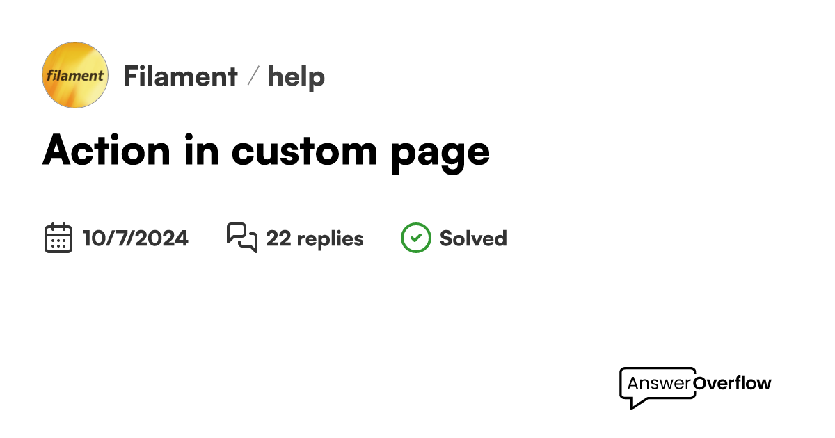 Action in custom page - Filament