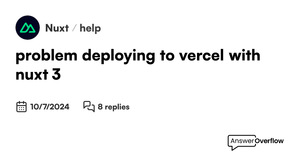 problem deploying to vercel with nuxt 3 - Nuxt