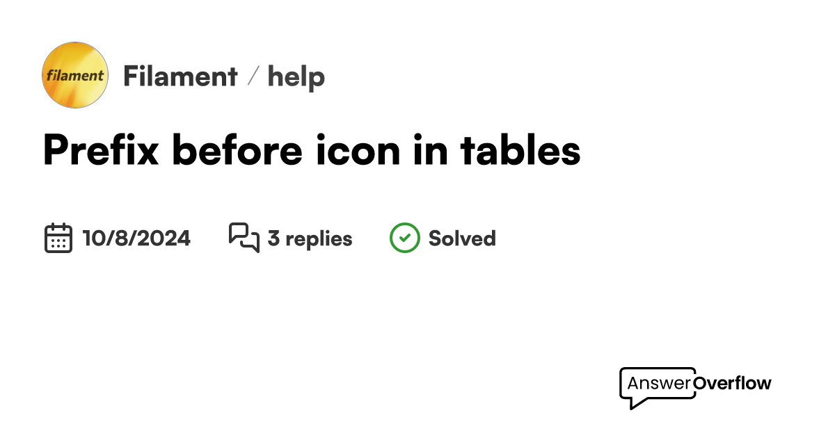 Prefix before icon in tables - Filament
