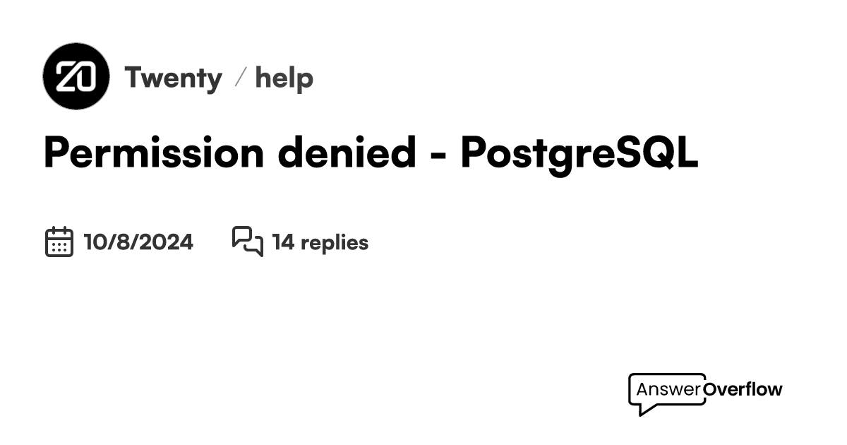 Permission denied - PostgreSQL - Twenty