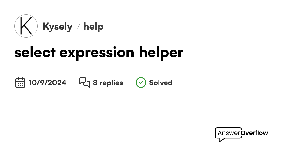 select expression helper - Kysely