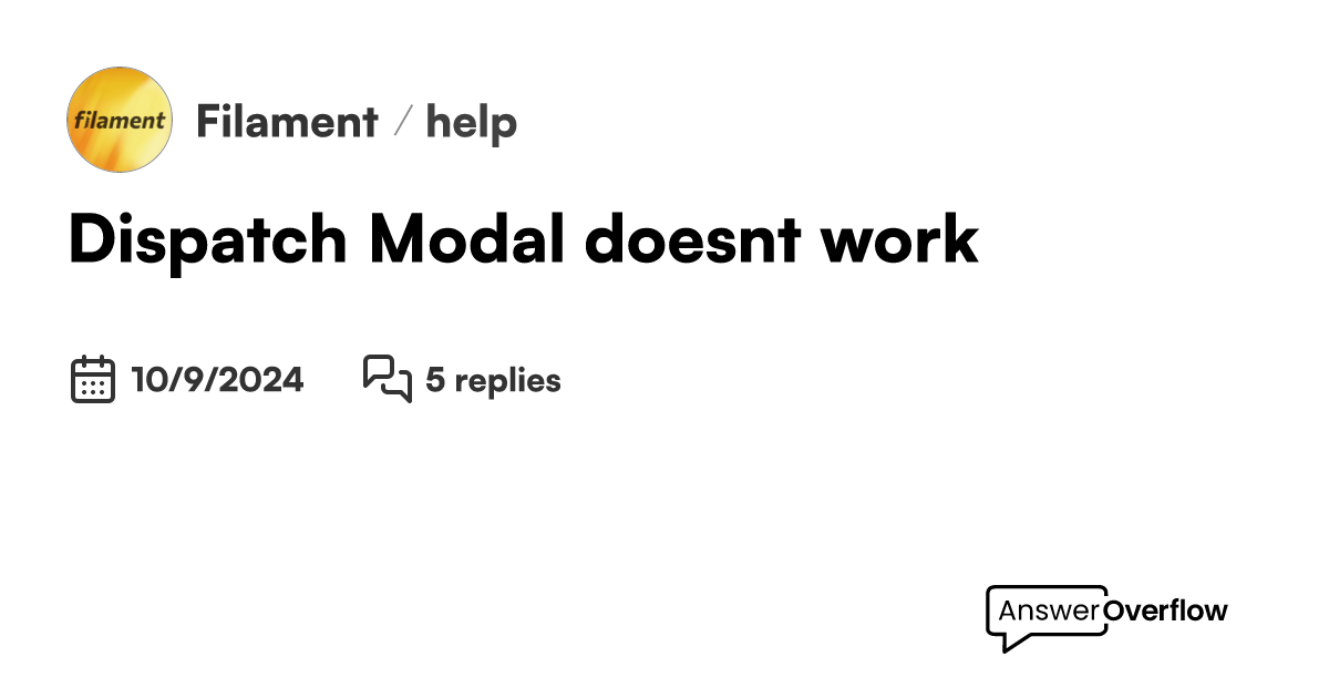 Dispatch Modal doesn't work - Filament