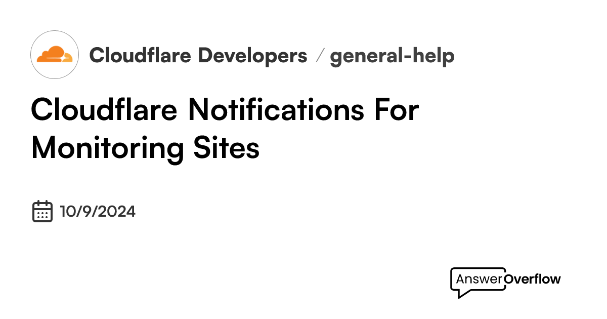 Cloudflare Notifications For Monitoring Sites - Cloudflare Developers