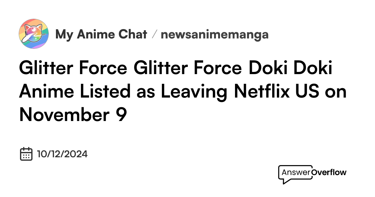 Glitter Force, Glitter Force Doki Doki Anime Listed as Leaving Netflix ...